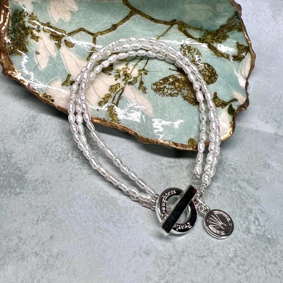 Ivory Triple Strand Bracelet - Fresh Water Pearl Three Strand Bracelet ...