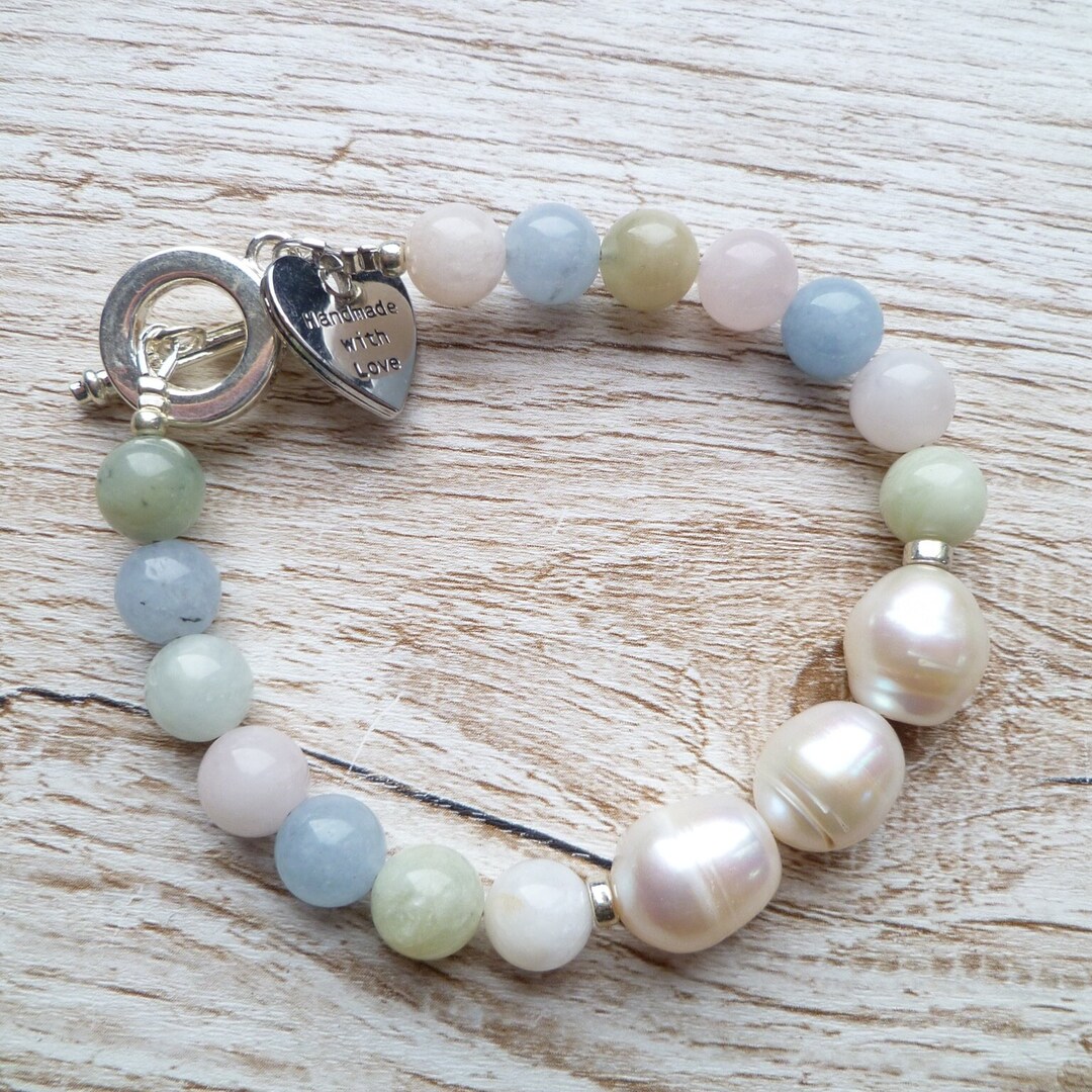 Morganite Bracelet - Gift for a Loved One, Pastel Bracelet, Gemstone Bracelet, Bracelet Gift ...