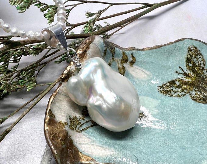 Ivory Pearl Pendent - Large Statement Pearl Pendent Necklace, Extra ...