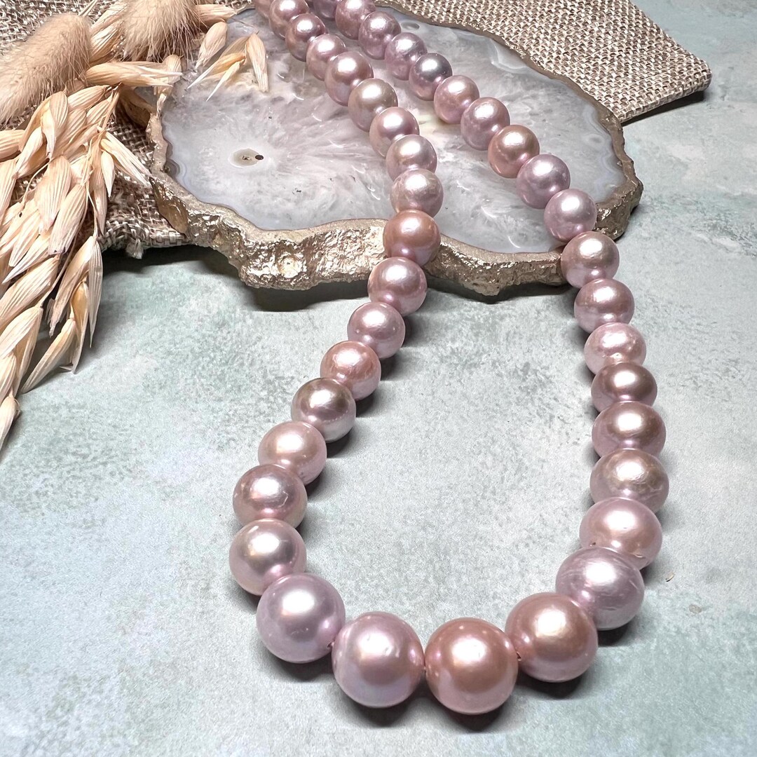 Pink Pearl Necklace Pink Round Pearl Necklace, Large Statement Pearl ...
