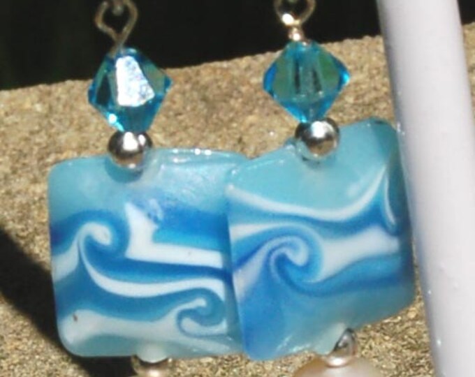 Surfside Lampwork Glass Pearl and Crystal Earrings - Etsy