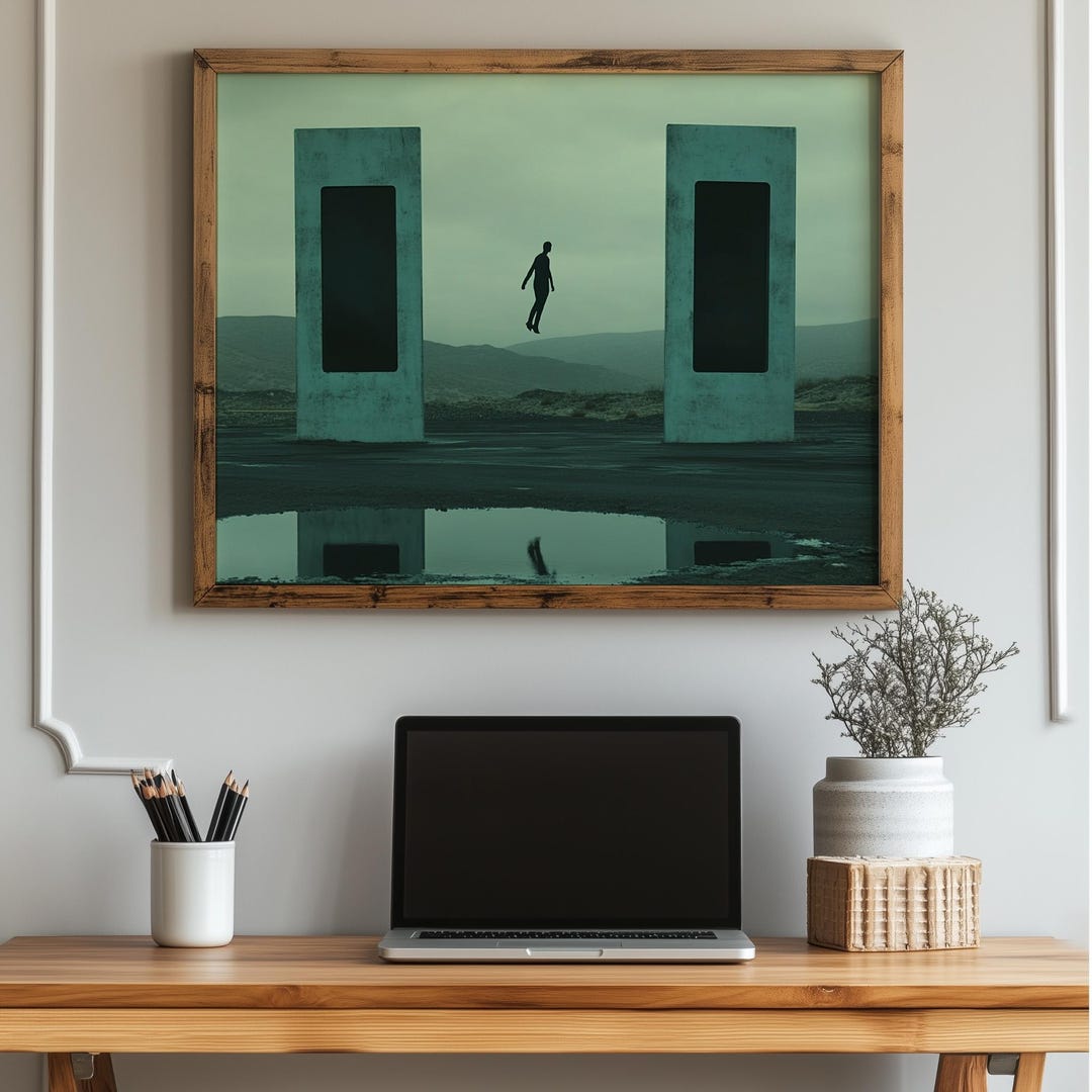 Geometric Structures Over Lake - Printable Wall Art, Modern Abstract ...