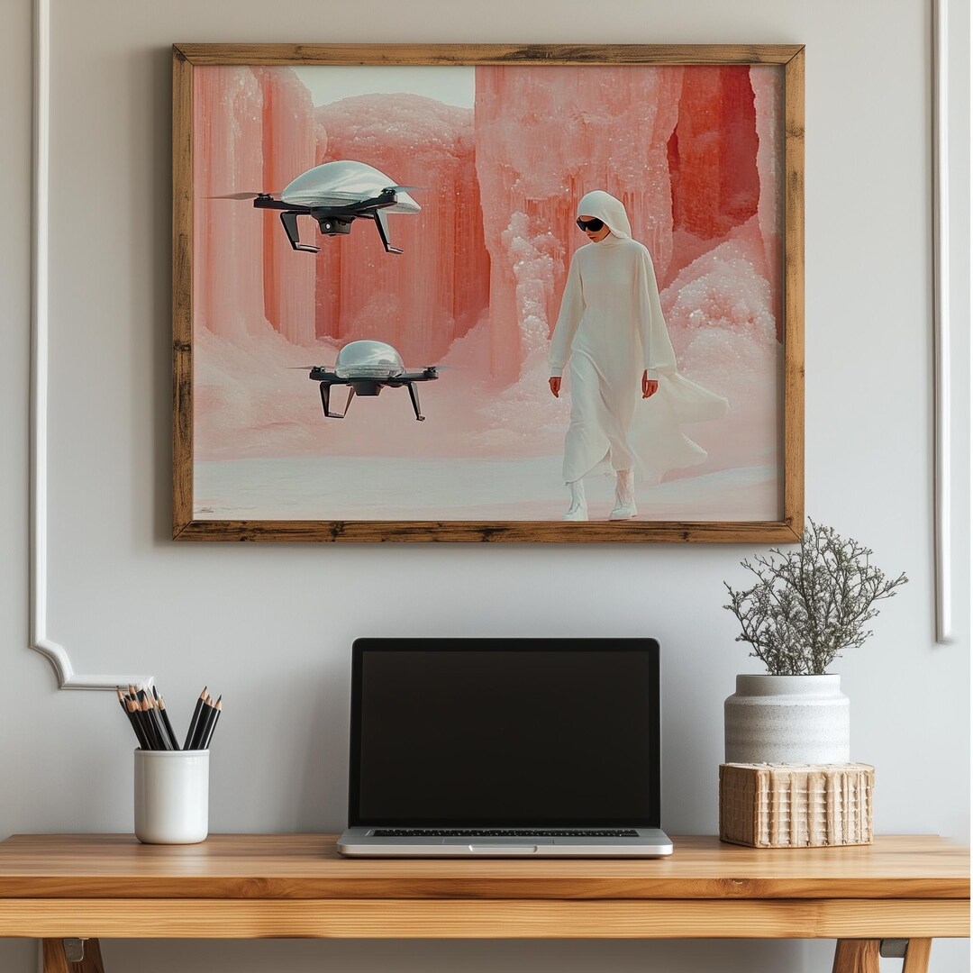 Printable Futuristic Drone Scene - Modern Abstract Wall Art, Levitating ...