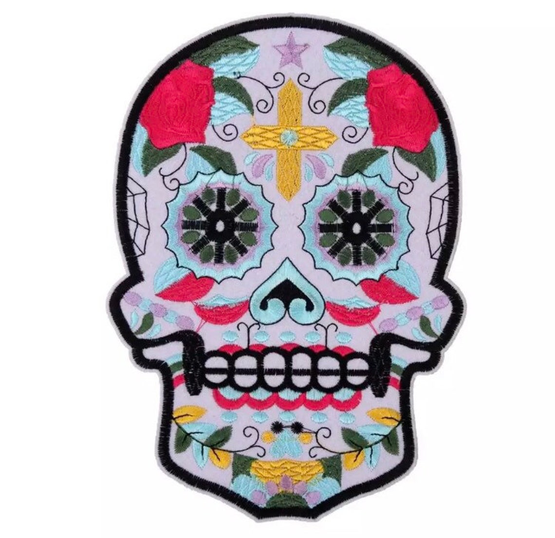 Sugar Skull Embroidered Appliqué Skeleton Appliqué Skull | Etsy