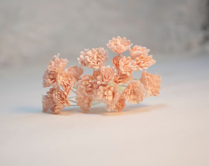 10 Pieces Mini Pale Peach Paper Flowers, Peach Paper Flowers, Mulberry ...