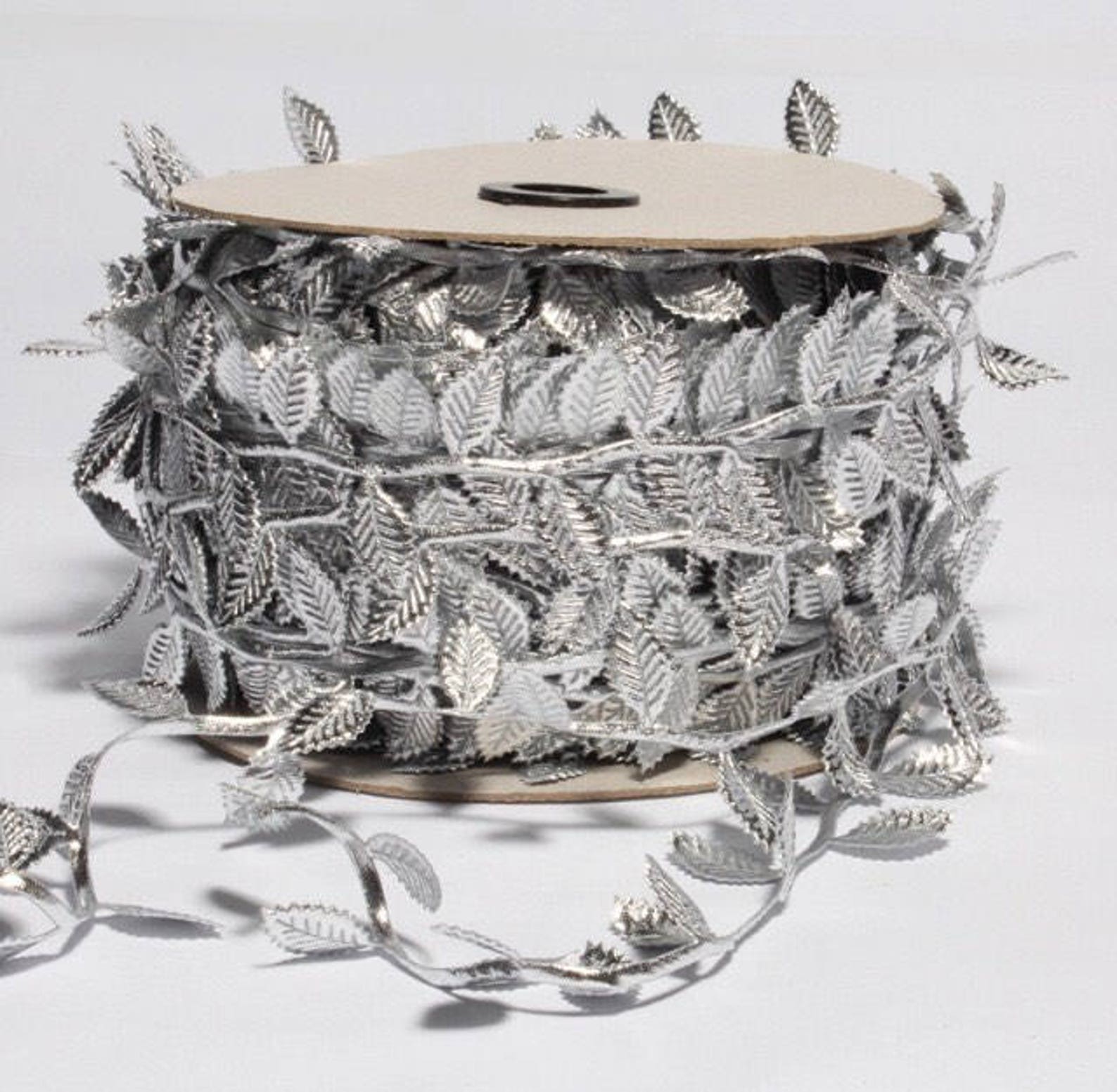 Miniature Silver Leaf Trim Garland 1 Yard 3 Feet Christmas Dollhouse ...