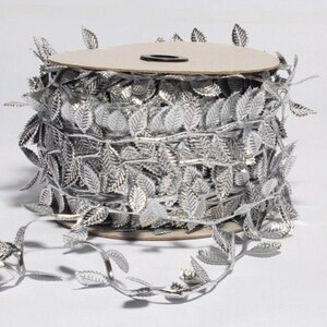 Miniature Silver Leaf Trim Garland 1 Yard 3 Feet Christmas Dollhouse ...