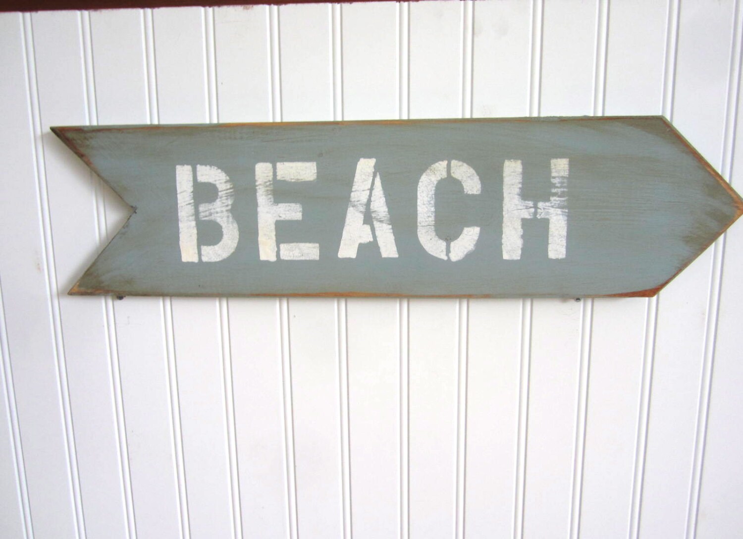 Handmade BEACH sign wall art decor blue arrow ocean swim | Etsy