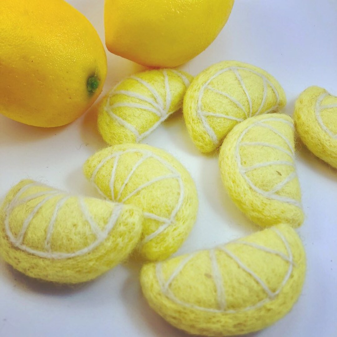 Wool Felt Lemon, Felted Lemon Slice, Summer Crafts, Summer Lemon Decor ...