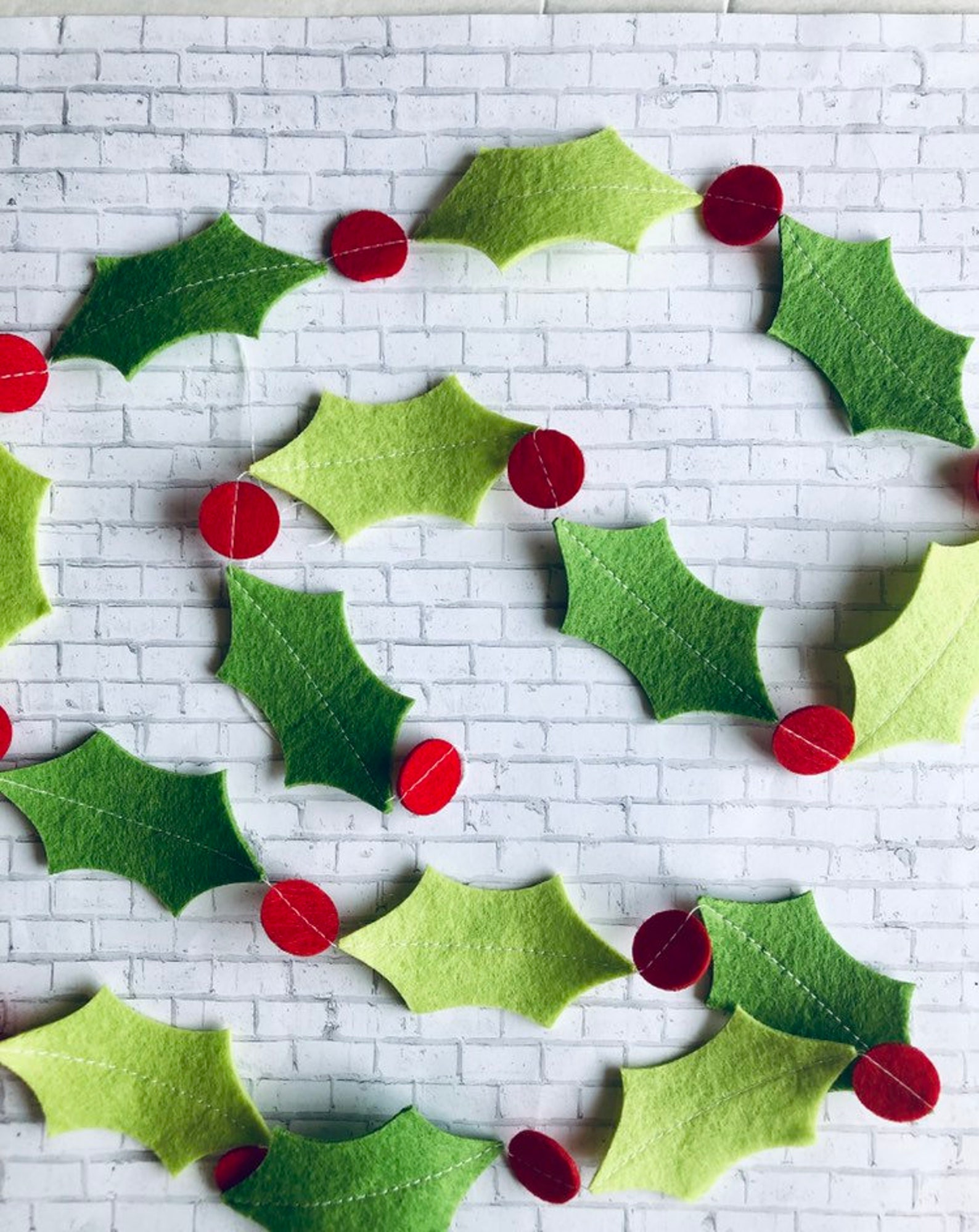 Felt Holly Leaf Christmas Gift Wrap Ribbon Scrapbook Garland Decoration ...