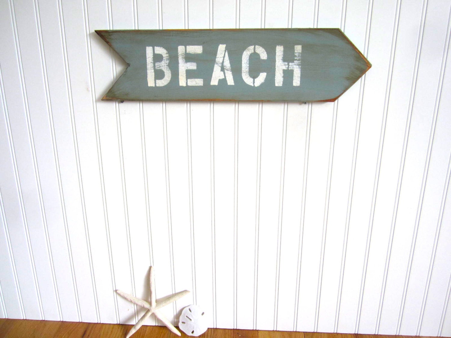 Handmade BEACH sign wall art decor blue arrow ocean swim | Etsy