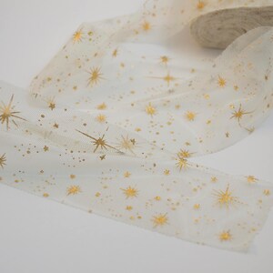 Ivory Cream Tulle Ribbon Gold Stars Sparkles Tulle Ribbon - Etsy