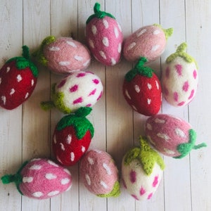 Wool Felted Strawberry, Felt Strawberry, Pink Felt Strawberry, Wool ...