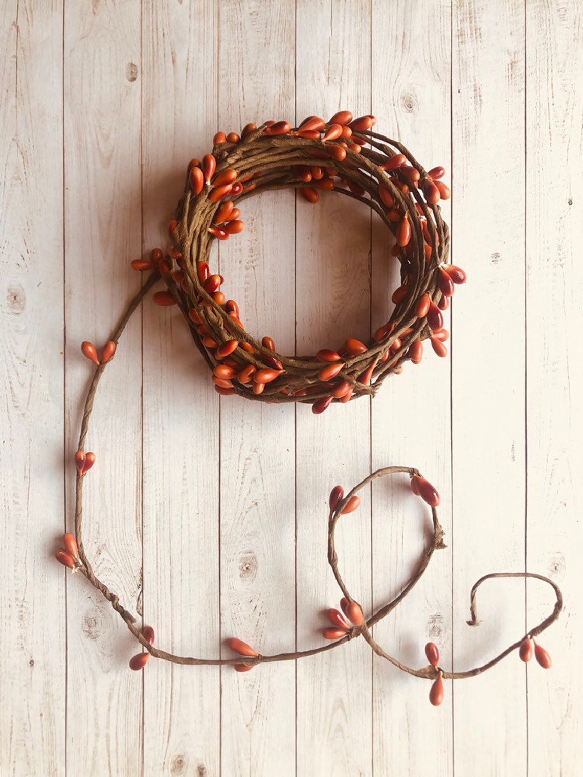 Orange Berry Wired Garland 1 Yard 3 Feet Fall Autumn Wreath | Etsy