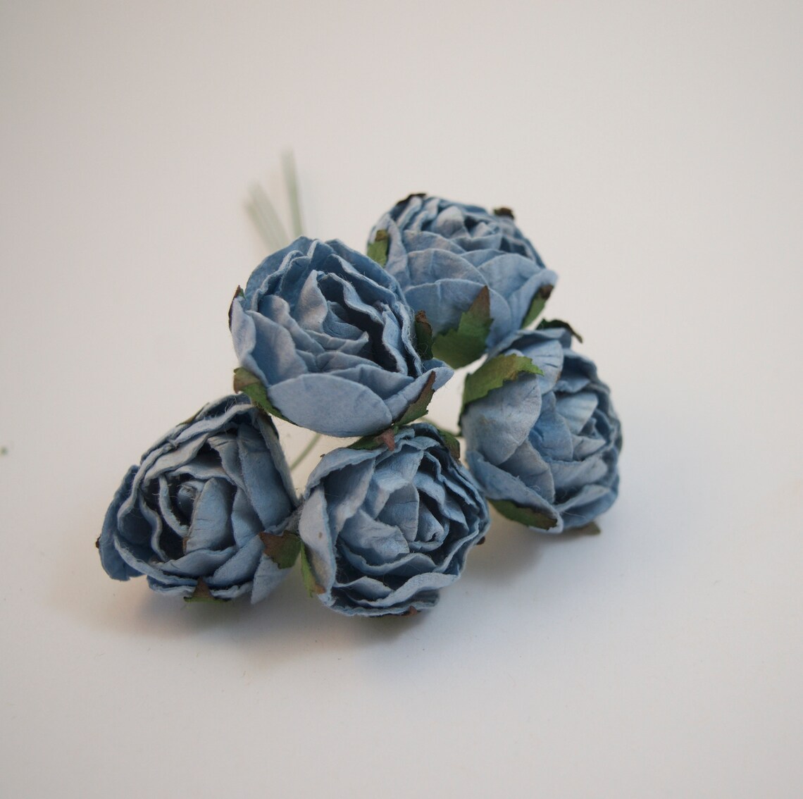 5 Pieces Dusty Slate Blue Paper Flowers Peony Paper Flowers | Etsy