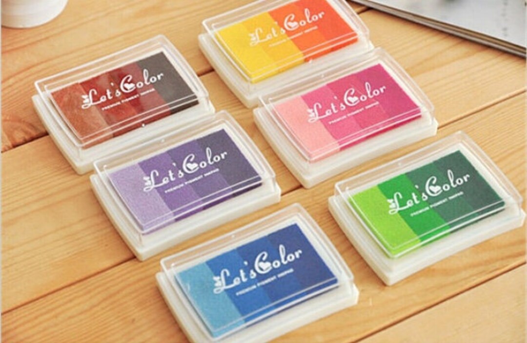Ombre Gradient Ink Pad Stamp 6 Colors Oil Based Printing Rubber ...