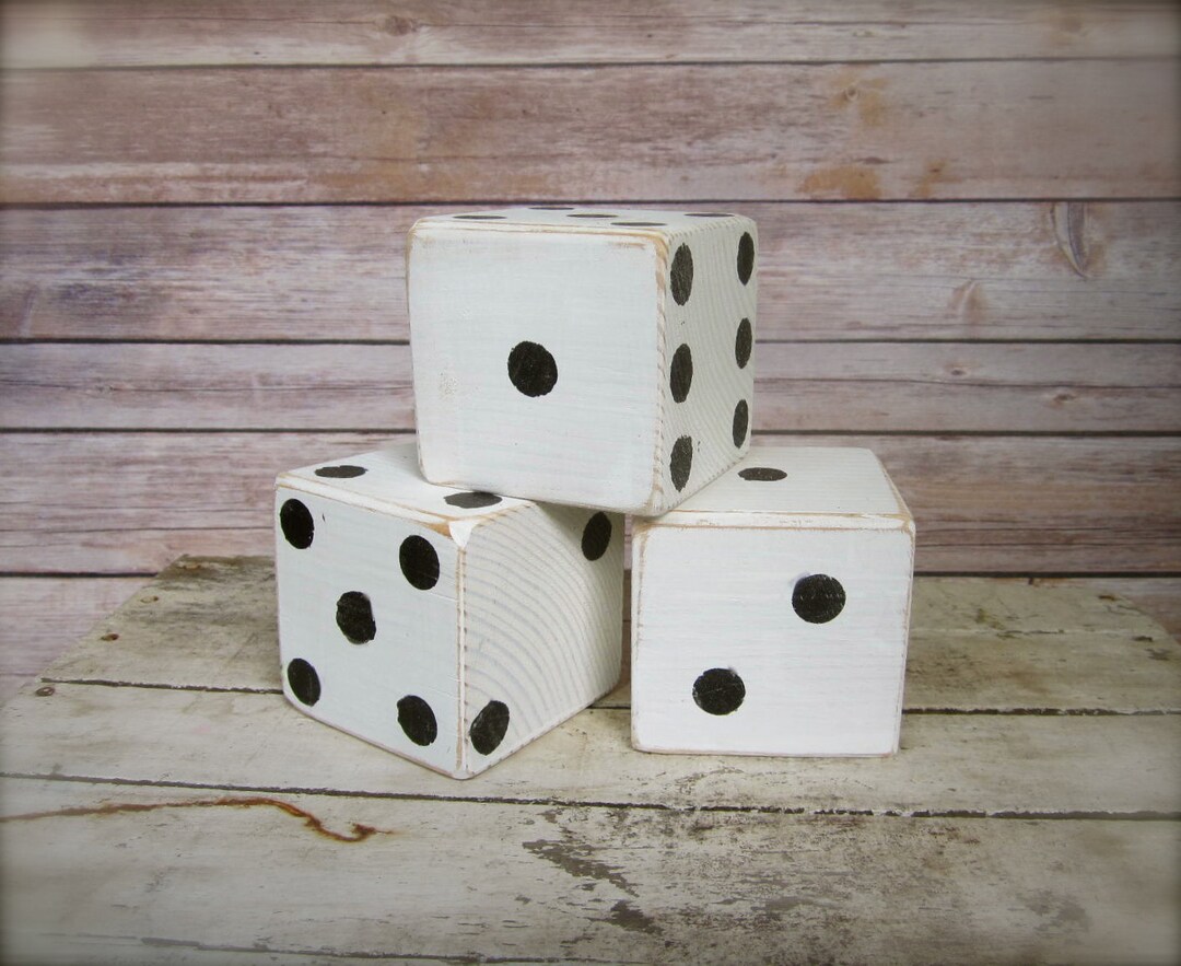Wood Dice, Large Wood Dice, Oversized Dice, Lawn Game, Rustic Shabby ...