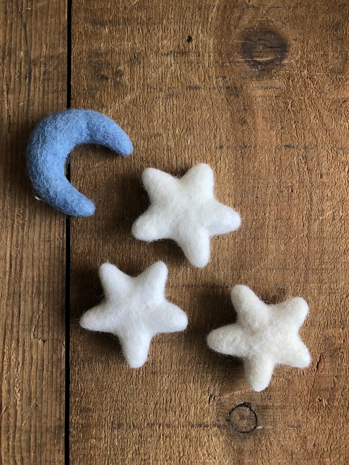 Moon and Stars Wool Felt Set Wool Felt Stars White Felt - Etsy