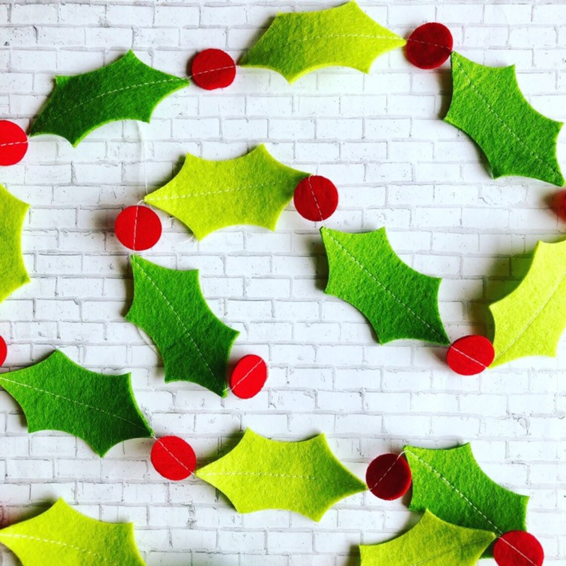 Felt Holly Leaf Christmas Gift Wrap Ribbon Scrapbook Garland | Etsy