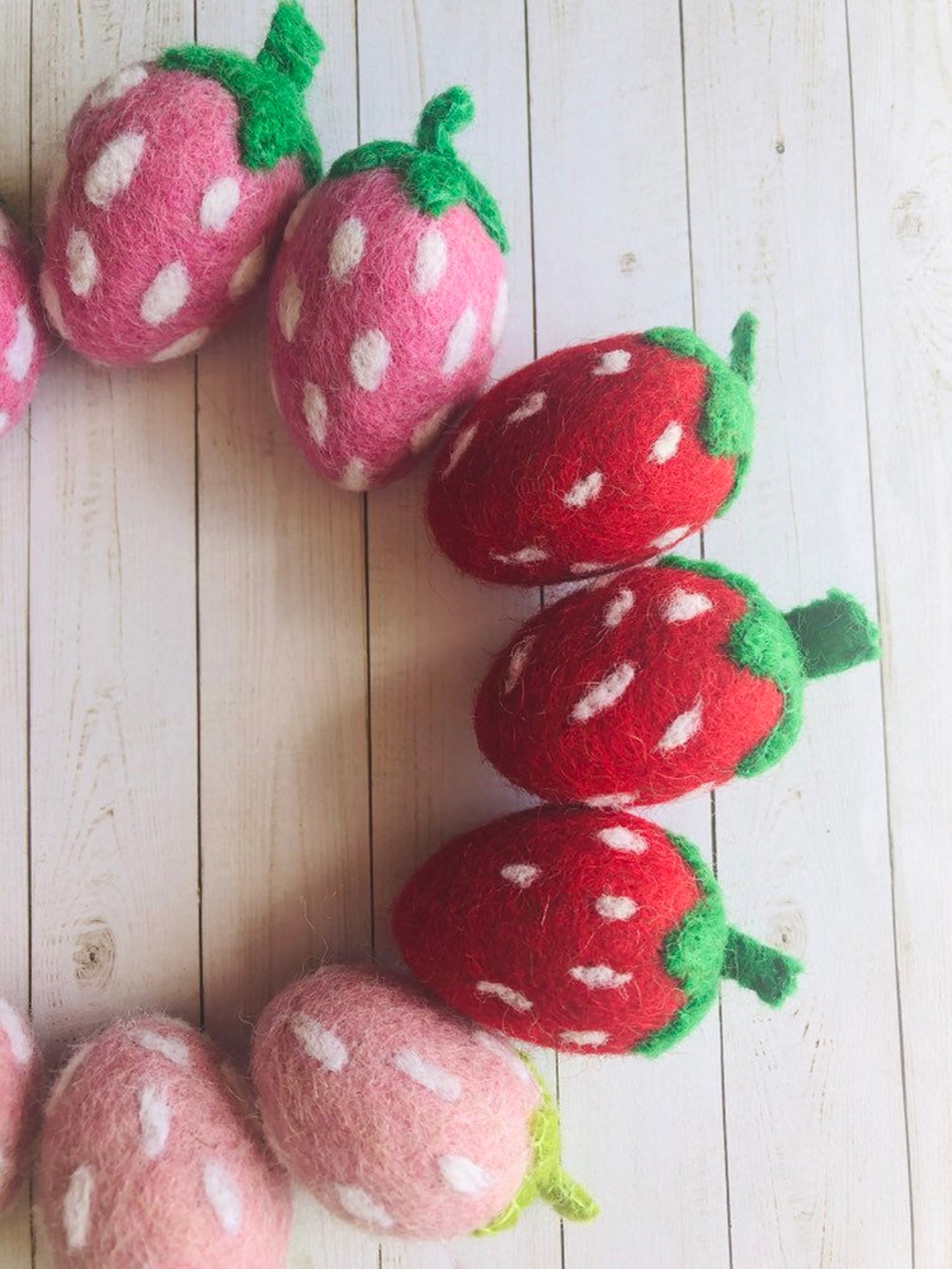 Wool Felted Strawberry, Felt Strawberry, Pink Felt Strawberry, Wool ...