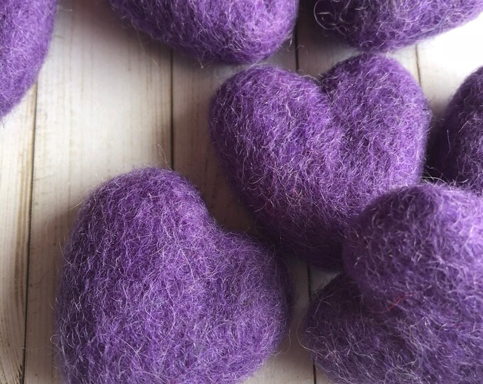 Lavender Lilac Purple Felted Wool Heart 4 - 5 Cm, Wool Felt Heart Beads ...