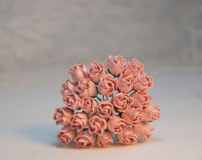 10 Pieces Mini Blush Pink Rosebud Paper Flowers Pink Paper - Etsy