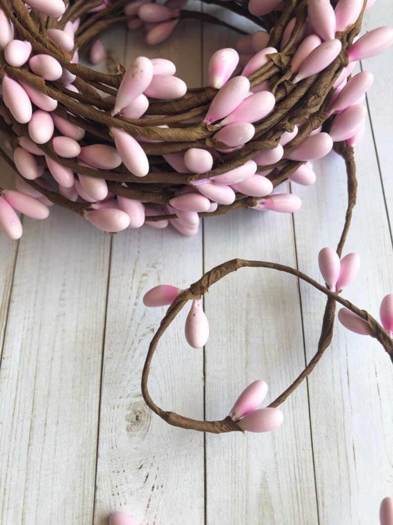 Pale Pink Berry Wired Garland 1 Yard 3 Feet Wreath Spring Christmas ...