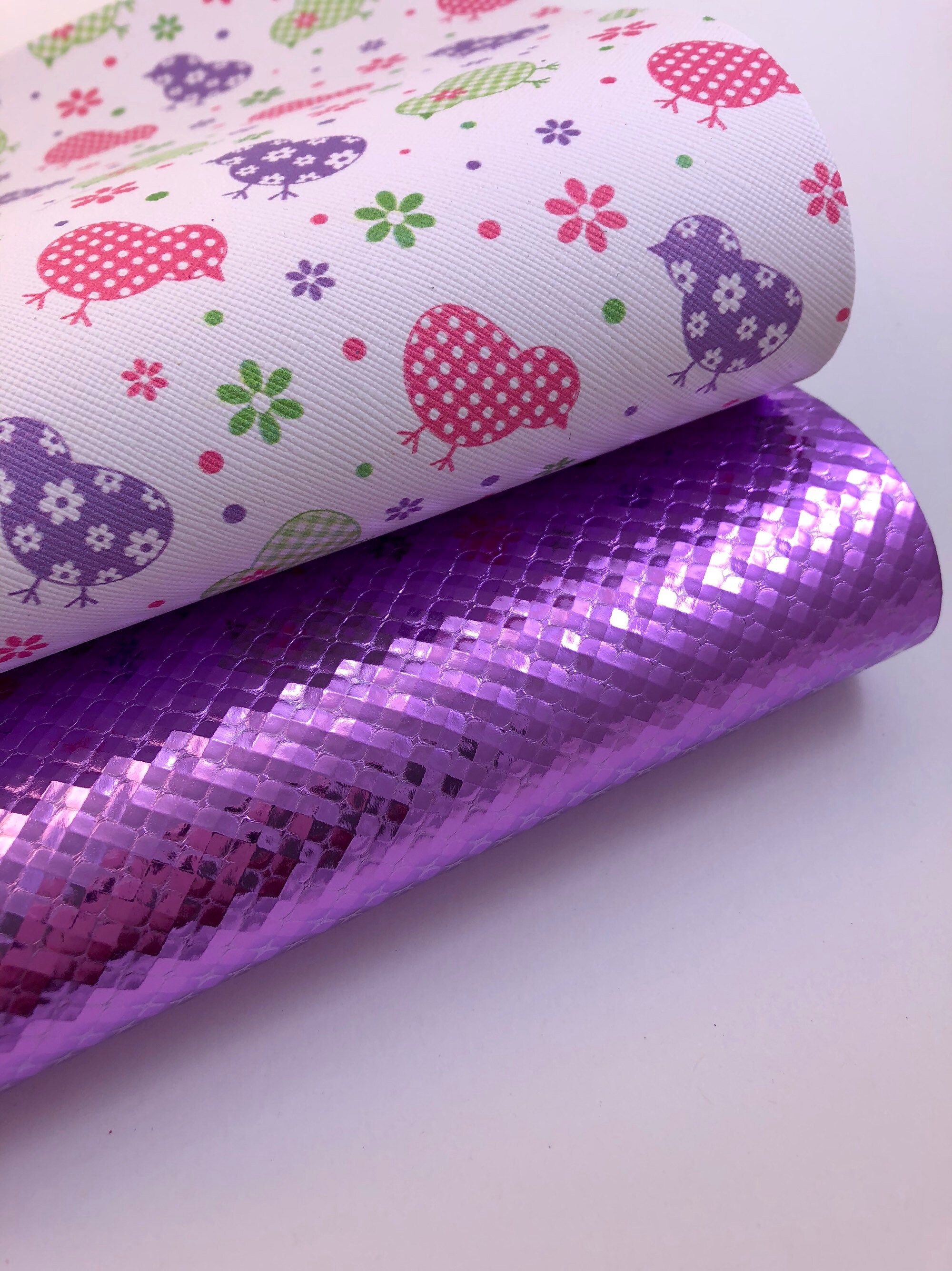 Easter Chicks Eggs Pink Purple Fabric Backed Sheet Leatherette - Etsy