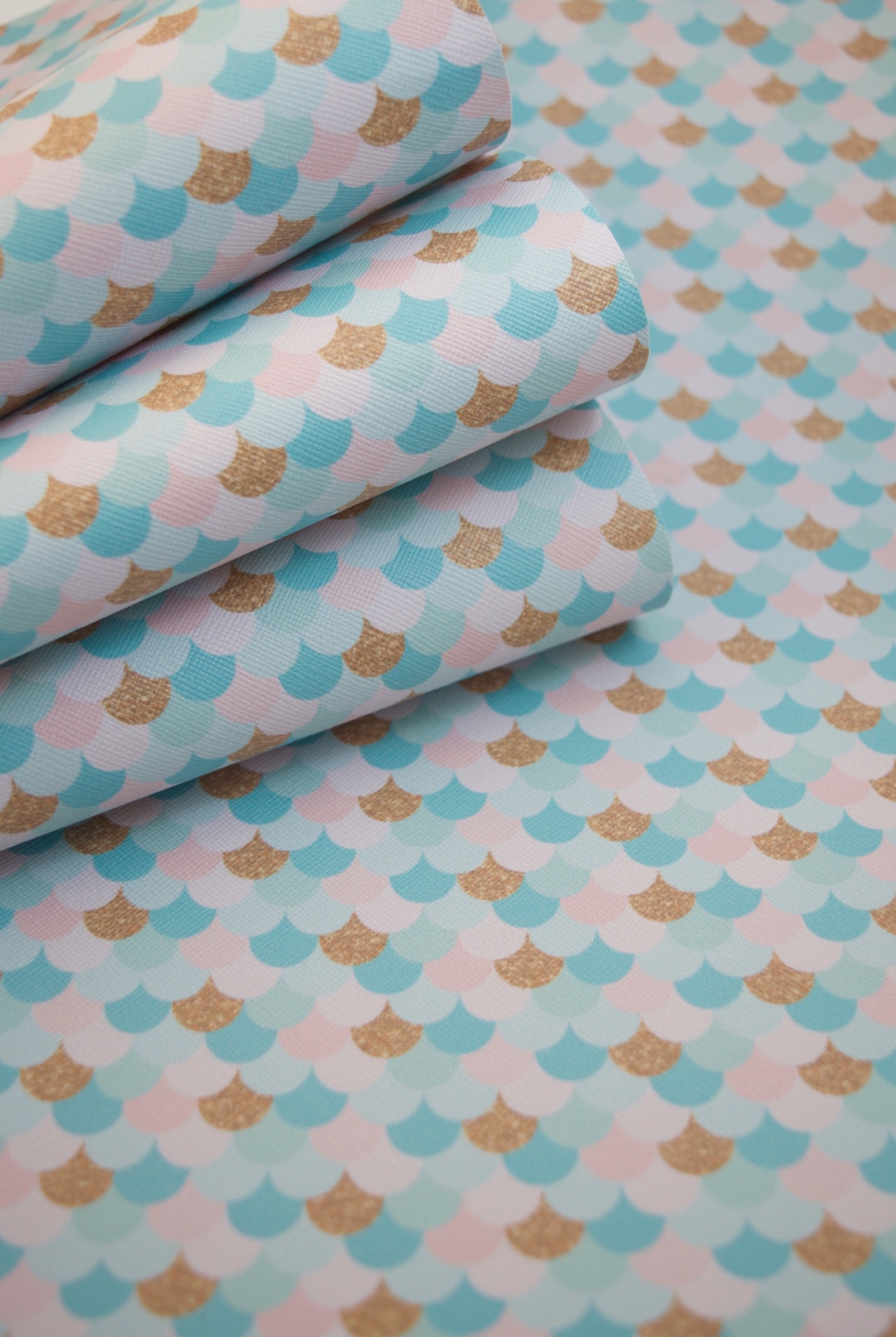 Aqua Blue Gold Mermaid Scales Fabric Sheet Leatherette 8 X 11 DIY, A4 ...