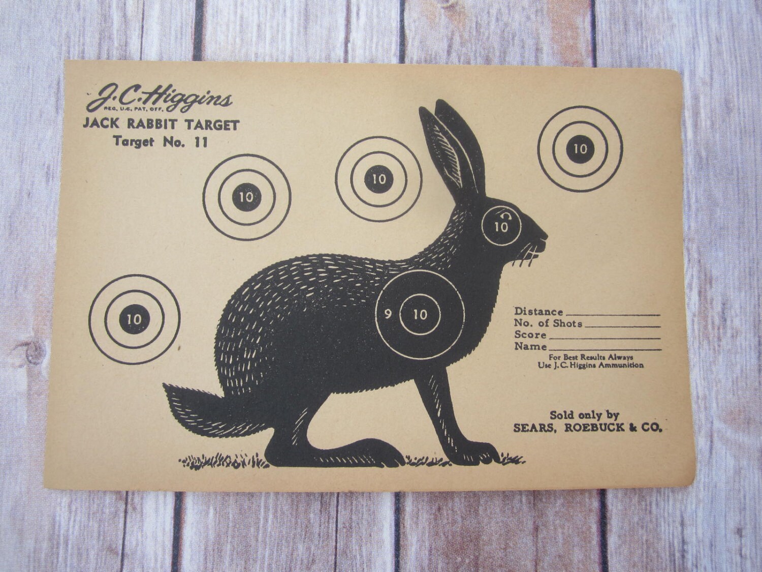 Vintage J.C. Higgins Rabbit Target No. 11 Shooting Paper C. - Etsy