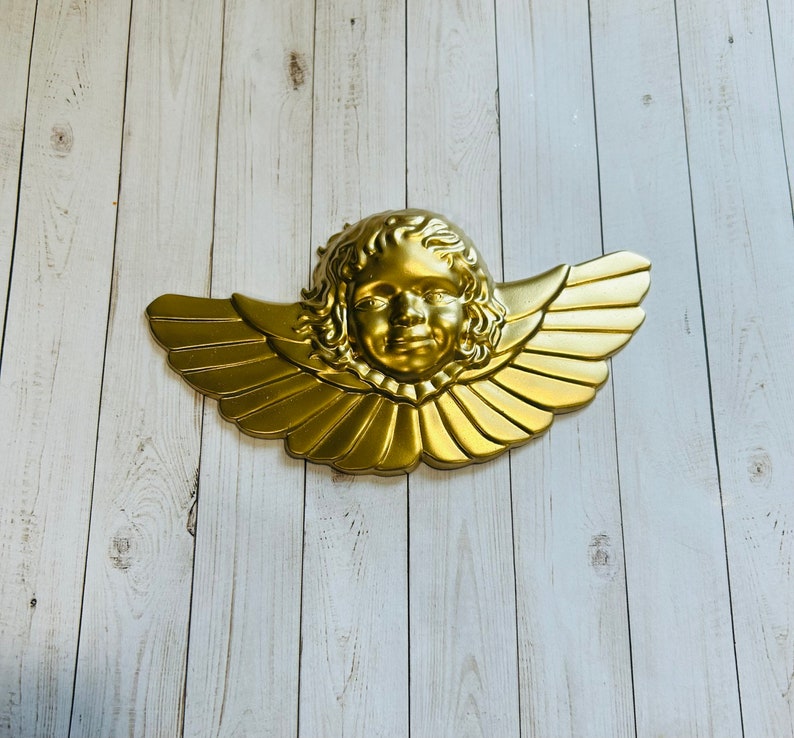 Gold Metal Steel Angel Wings Stamping Embellishment Wall Decor Art 5 3/ ...