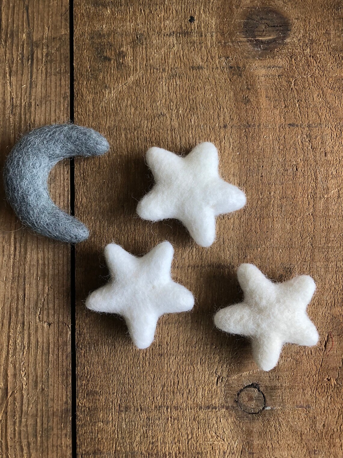 Moon and Stars Wool Felt Set Wool Felt Stars White Felt - Etsy