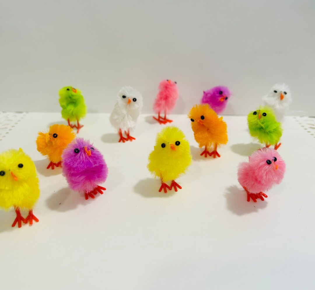 Mini Chenille Easter Chicks Pink Yellow Green Purple Crafts Decor - Etsy