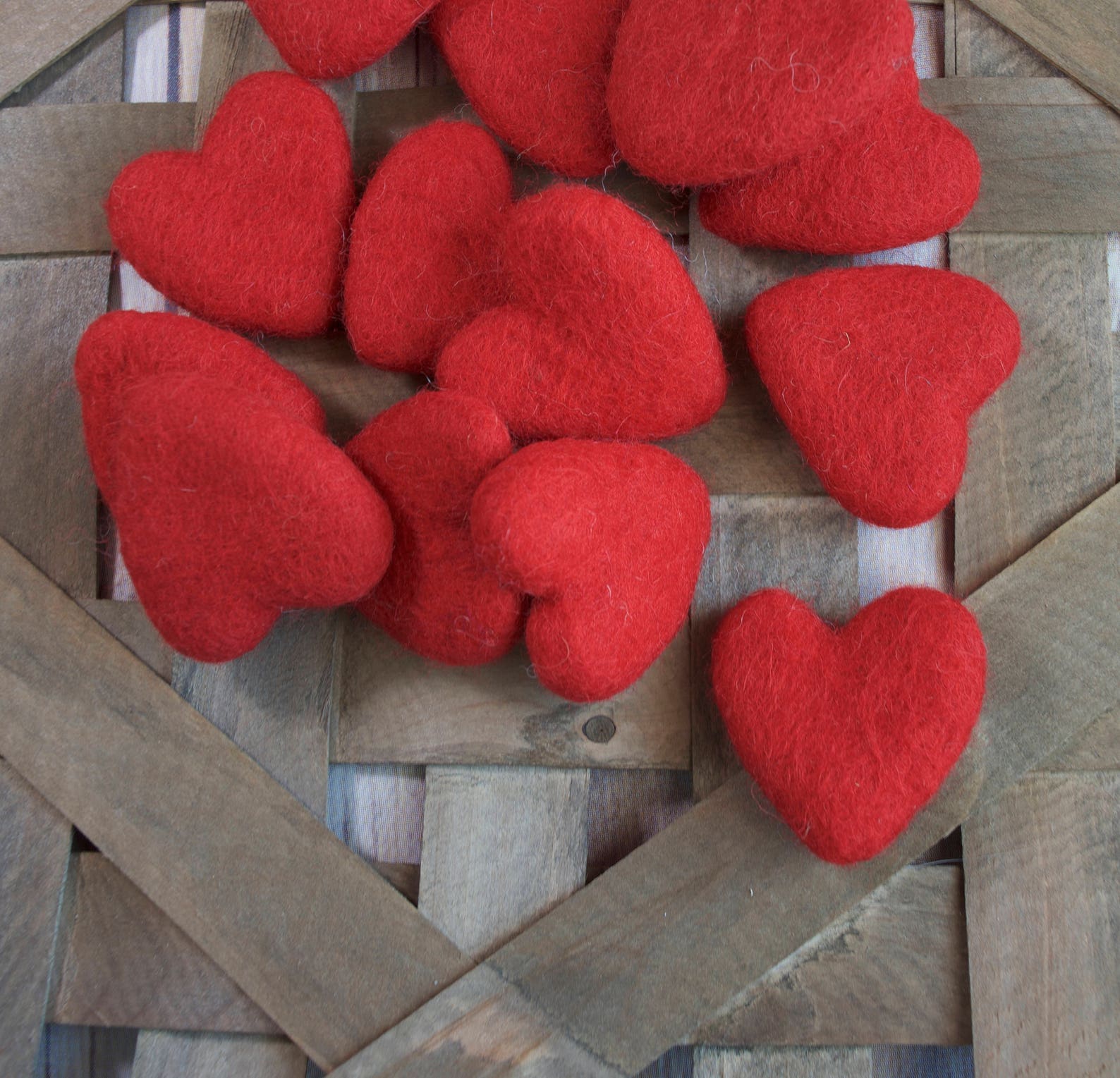 Red Felted Wool Heart Wool Felt Heart Beads Red Wool Hearts - Etsy