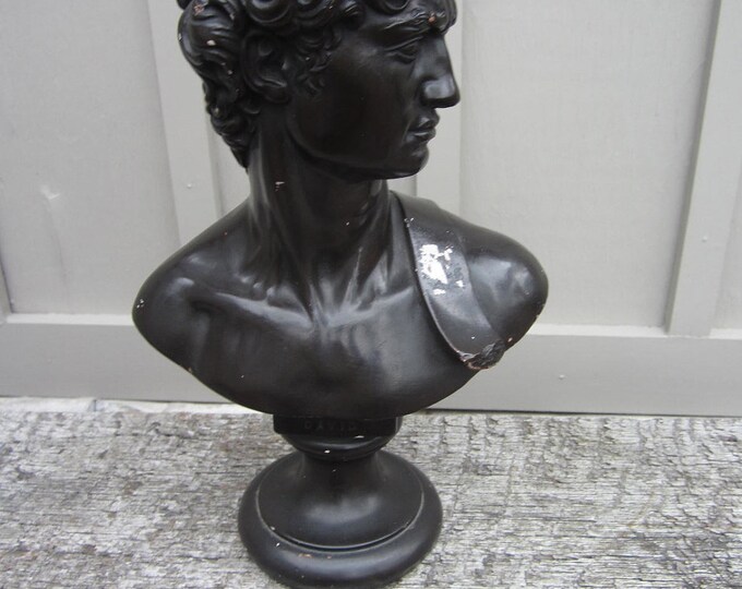 Statue Bust David Plaster Black Art Signed Sculpture Austin Prod Inc - Etsy