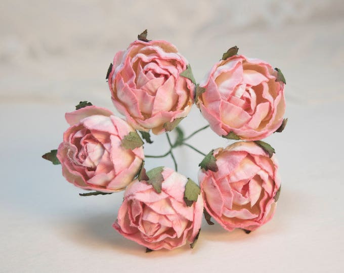 5 Pieces Pink Paper Flowers, Peony Paper Flowers, Mulberry Flowers ...