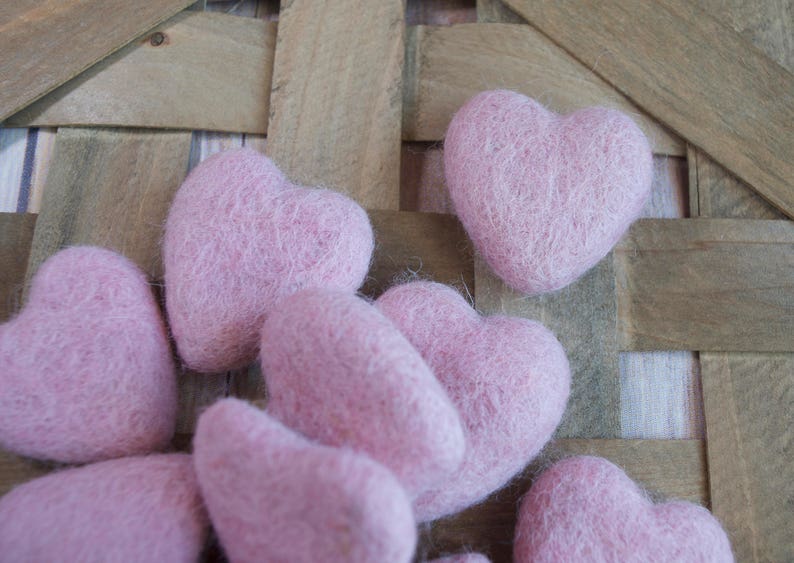 Pale Pink Felted Wool Heart 4 - 5 Cm, Wool Felt Heart Beads, Pink Wool ...