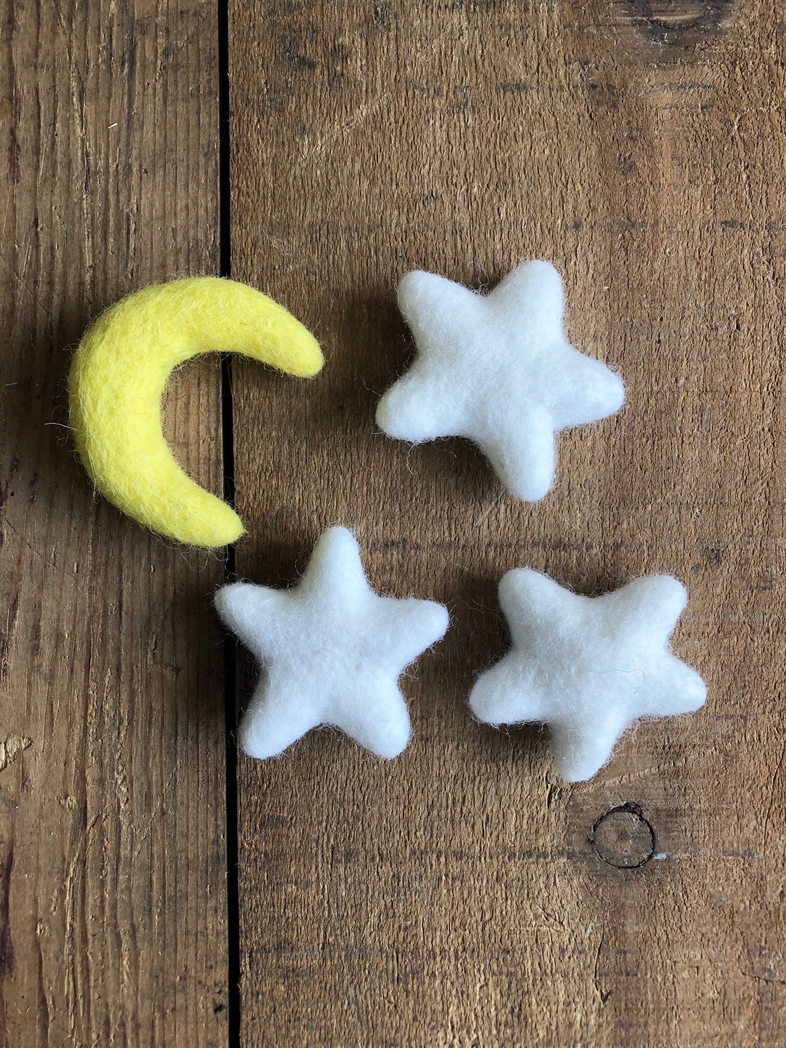 Moon and Stars Wool Felt Set Wool Felt Stars White Felt - Etsy