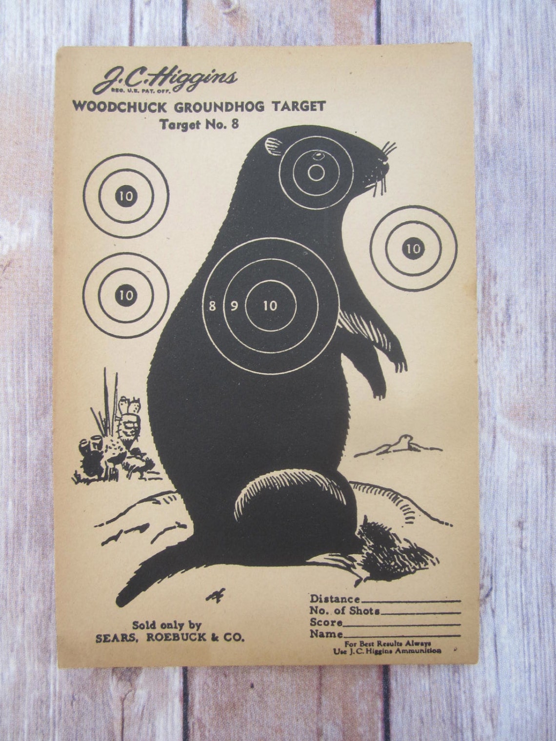 Vintage J.C. Higgins Groundhog Woodchuck Target No. 8 Shooting - Etsy