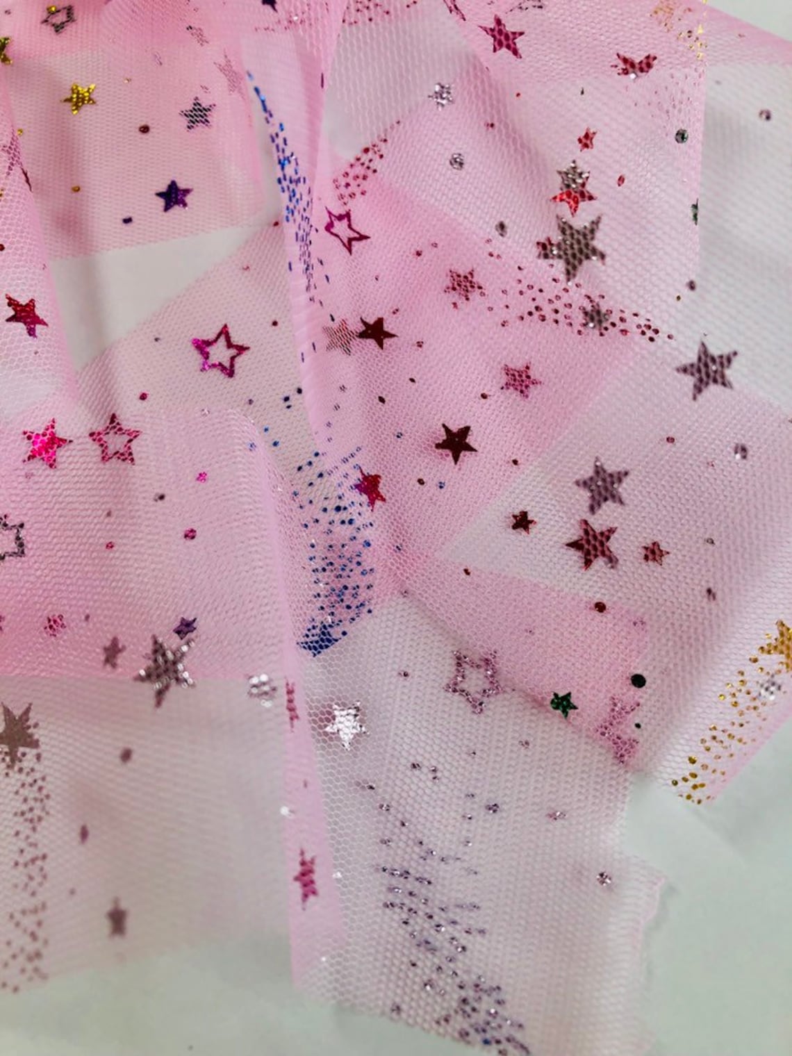 Pink Tulle Ribbon Multi Stars Sparkles Tulle Ribbon Pink - Etsy