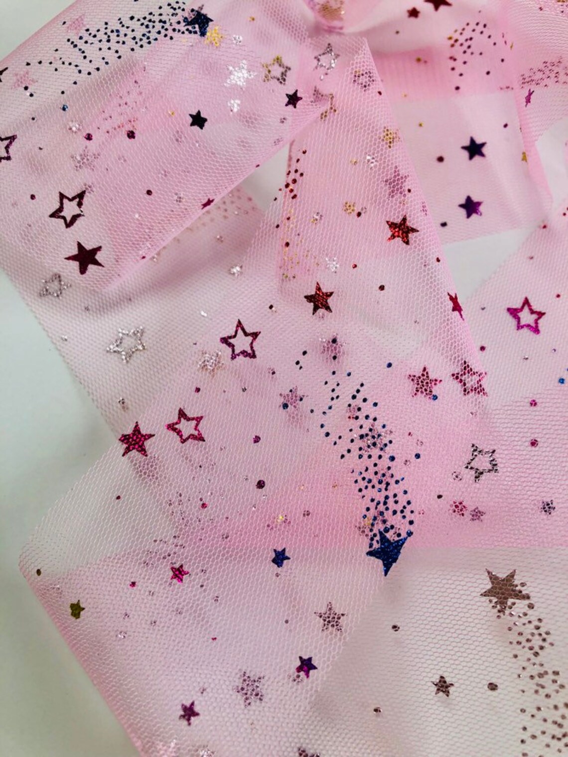 Pink Tulle Ribbon Multi Stars Sparkles Tulle Ribbon Pink - Etsy