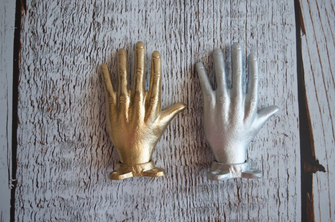 Cast Metal Hand Wall Hook, Gold Hand Cast Iron Wall Hook, Cast Iron ...