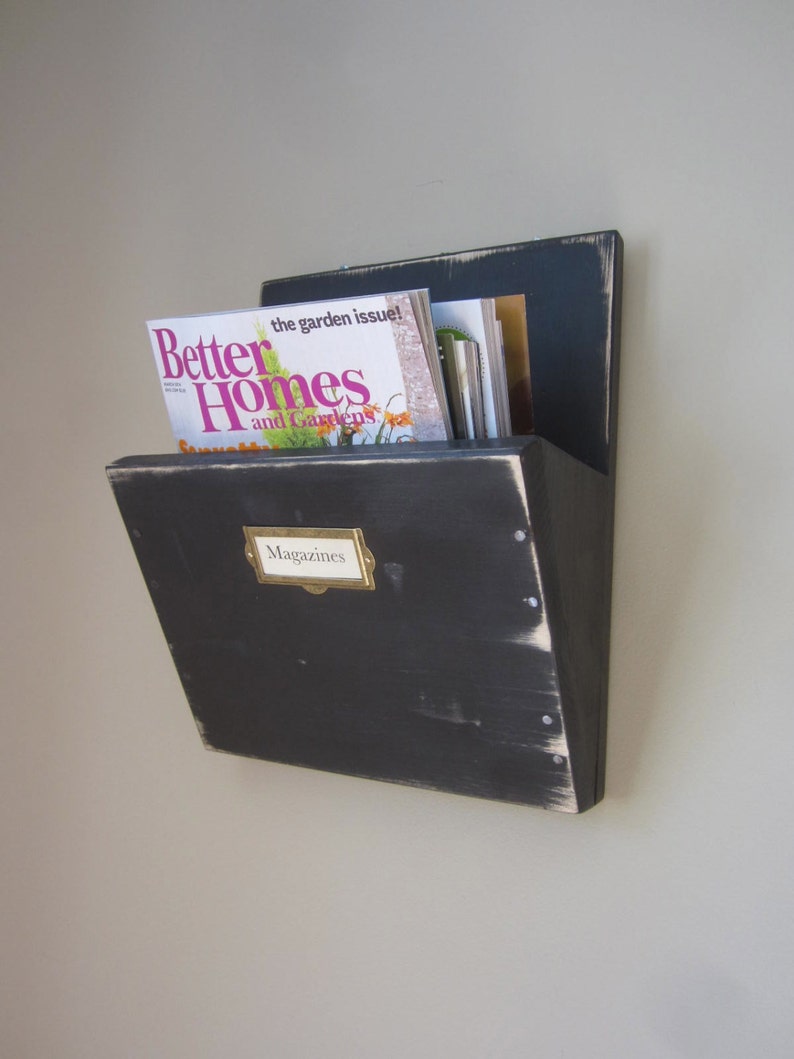 Handmade Wood Magazine Book Rack Holder Wall Pocket Hanging - Etsy