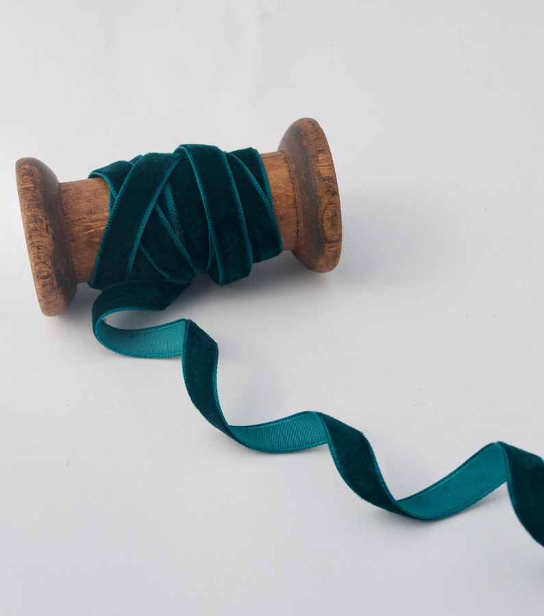 Teal Peacock Blue Velvet Ribbon 1/2" by the Yard Trim Gift Wrapping ...