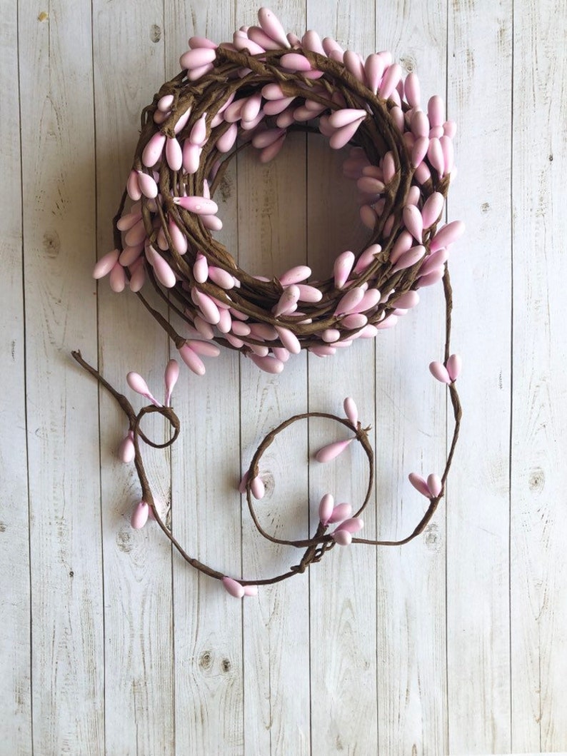 Pale Pink Berry Wired Garland 1 Yard 3 Feet Wreath Spring Christmas ...