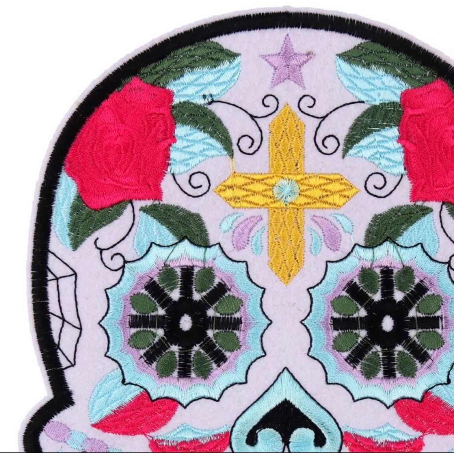 Sugar Skull Embroidered Appliqué Skeleton Appliqué Skull | Etsy