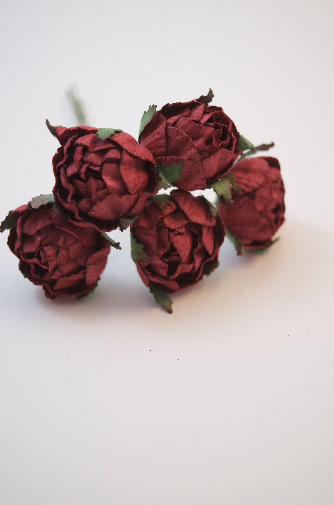 5 Pcs Crimson Maroon Paper Flowers Peony Paper Flowers - Etsy