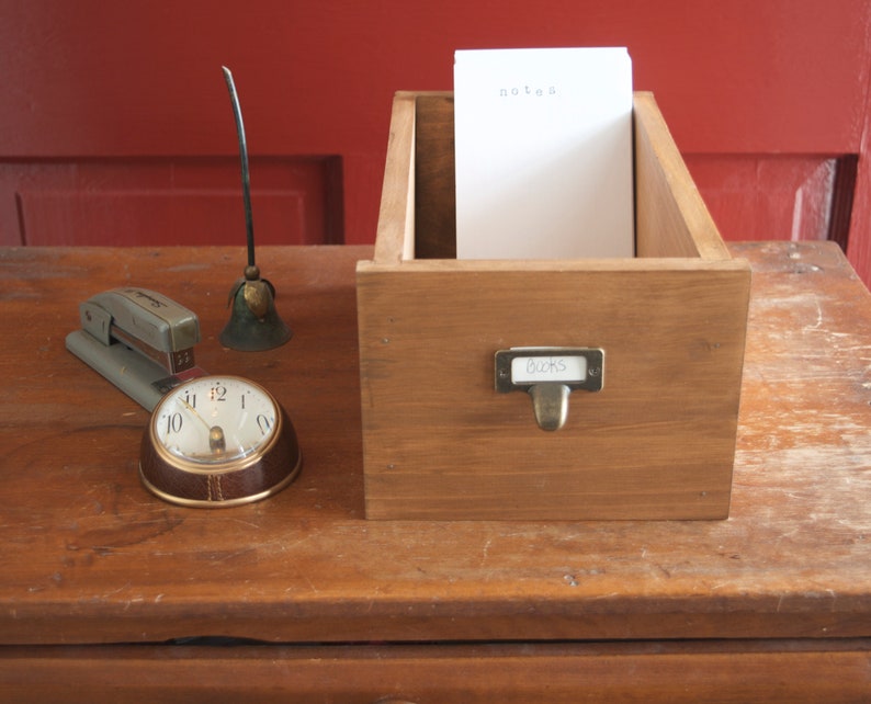 Library Drawer, Card Catalog Drawer, Wood Storage Box, Handmade ...