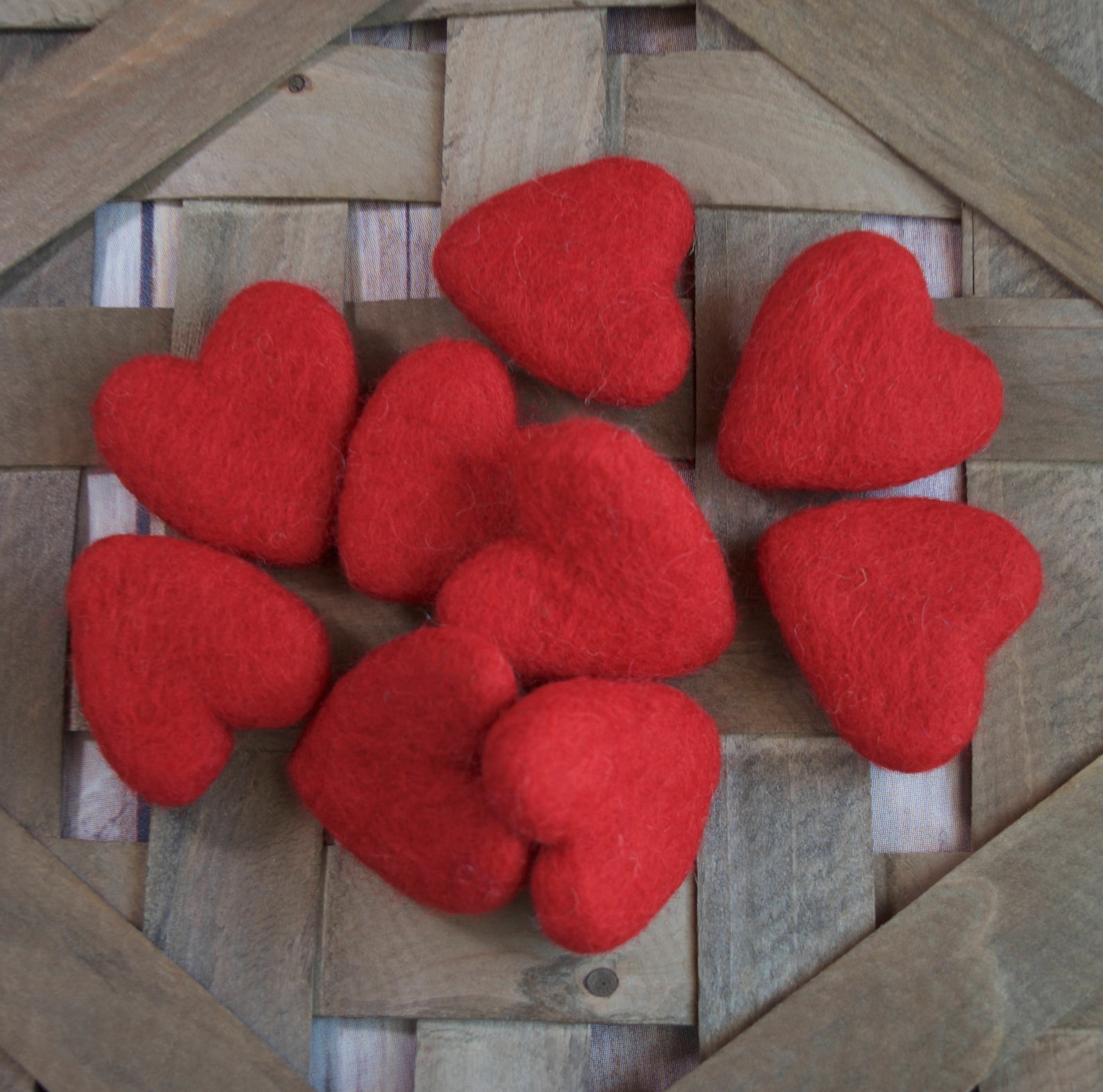 Red Felted Wool Heart Wool Felt Heart Beads Red Wool Hearts - Etsy