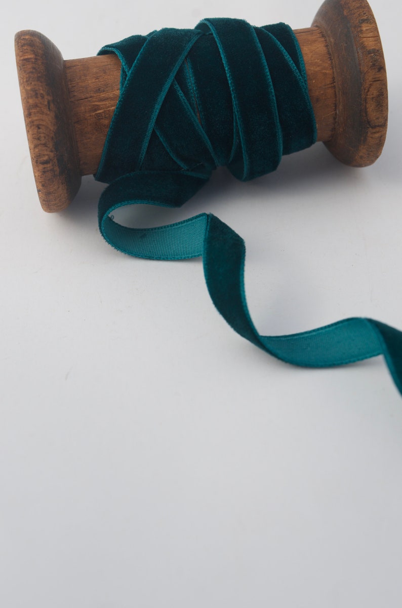 Teal Peacock Blue Velvet Ribbon 1/2" by the Yard Trim Gift Wrapping ...